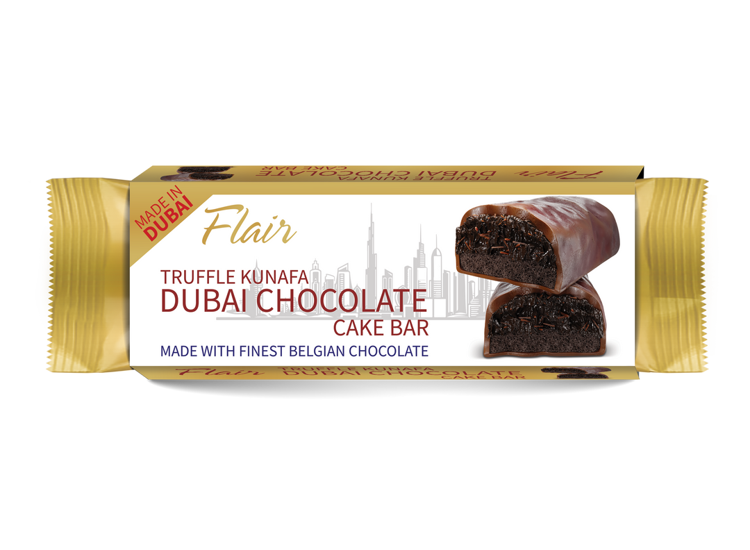 Flair, Truffle Kunafa Dubai Chocolate Cake Bar (Full Pack - 12 Bars ...